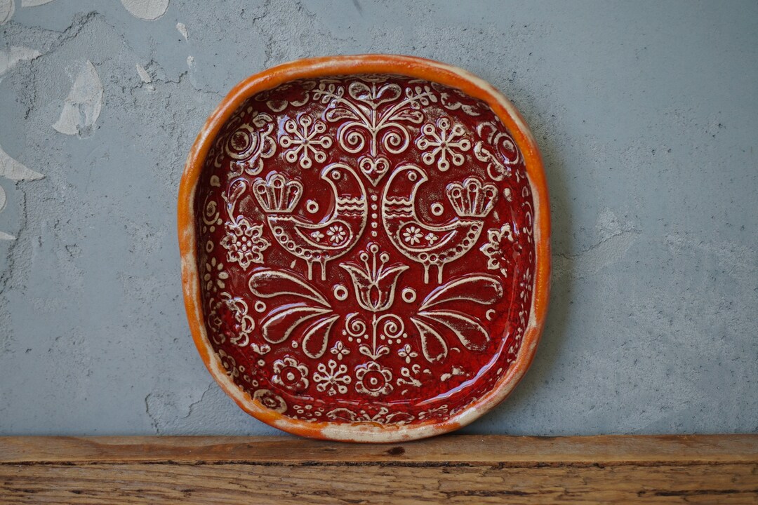 Folk Bird Dish / Swedish Ceramic Dish / Kitchen Decor / Ring Dish ...