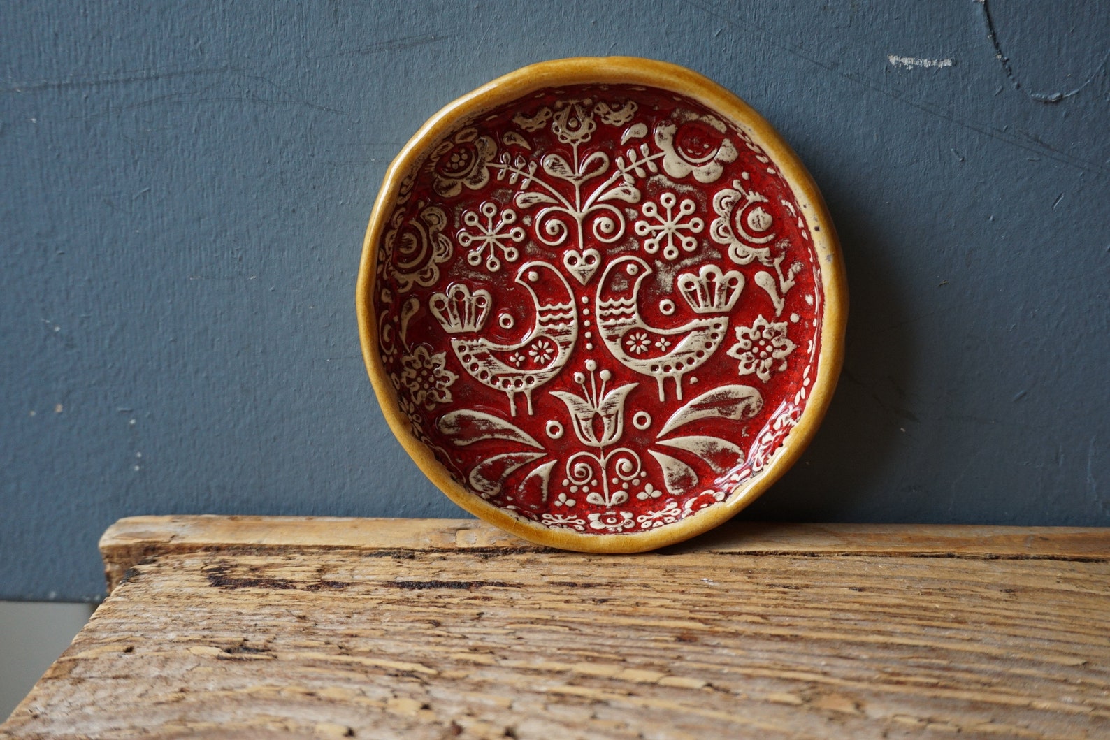Folk Bird Dish / Swedish Ceramic Dish / Kitchen Decor / Ring | Etsy