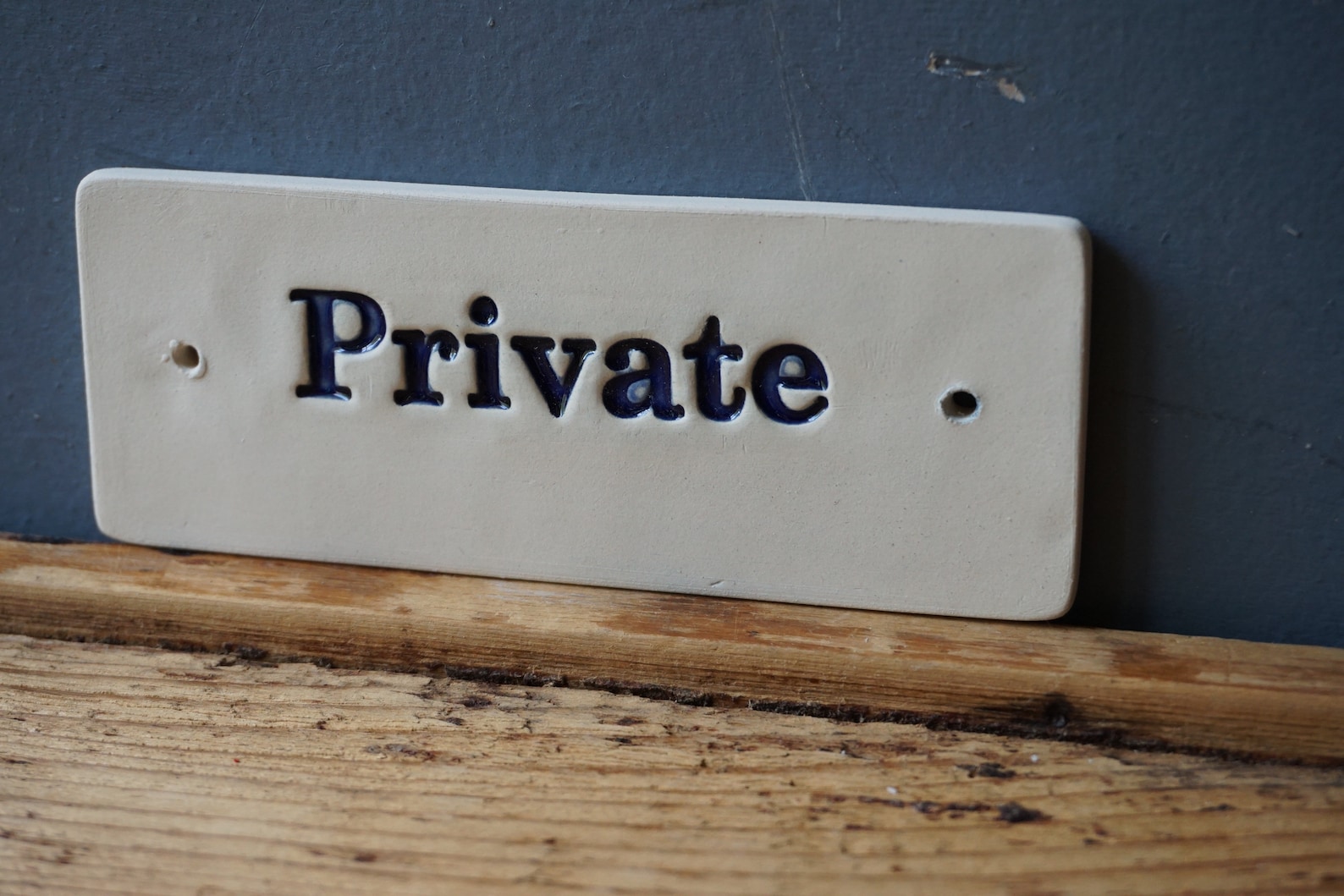 Blue Glazed Ceramic "private" Sign - 2x5 In. Door Plaque - Etsy