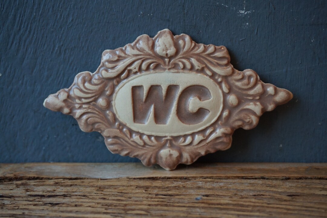 Handmade Ceramic WC Sign: Vintage Coffee Glaze Door Plaque - Etsy