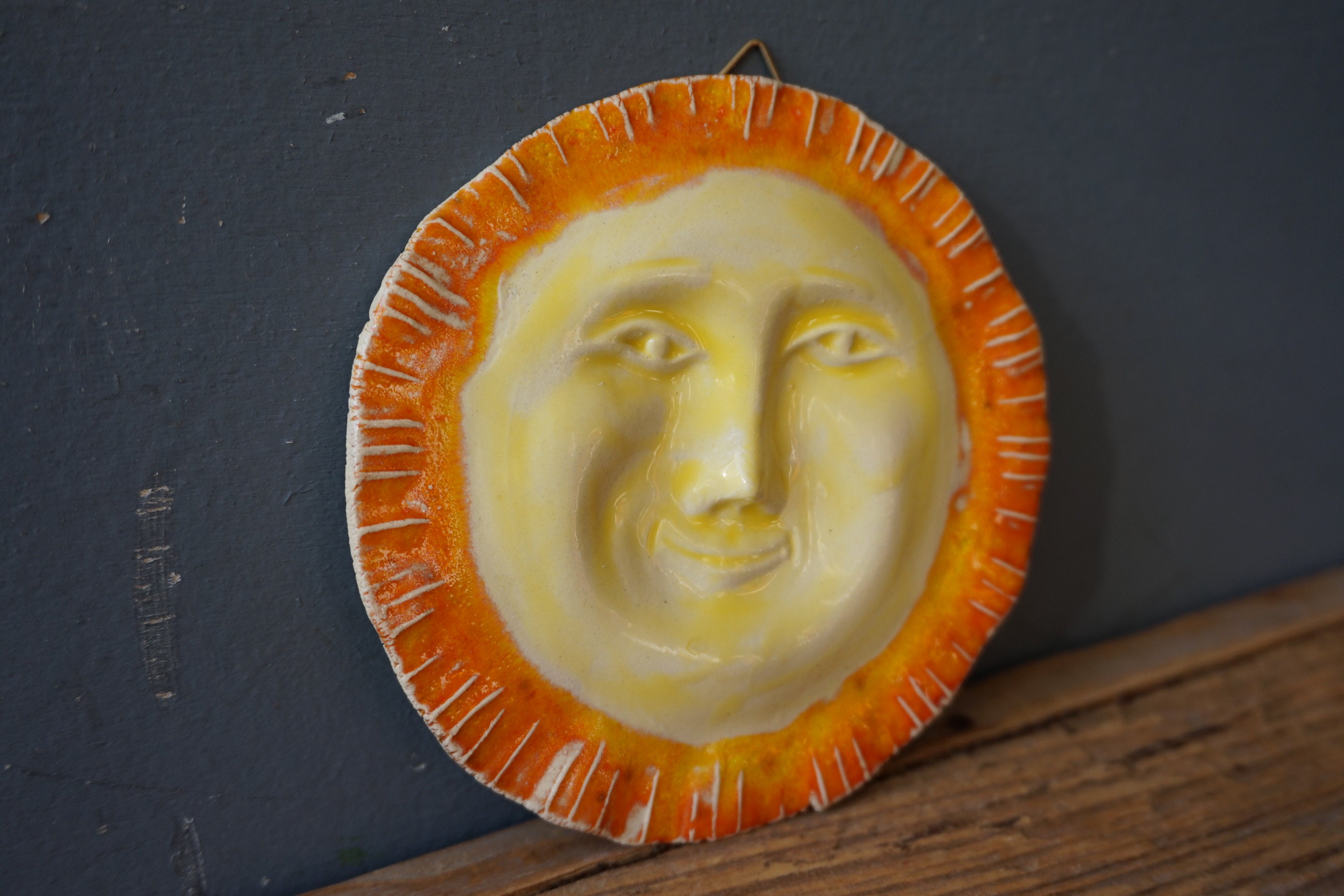 Ceramic SUN / Vintage Sun Family chime / Ceramic Ornament / | Etsy