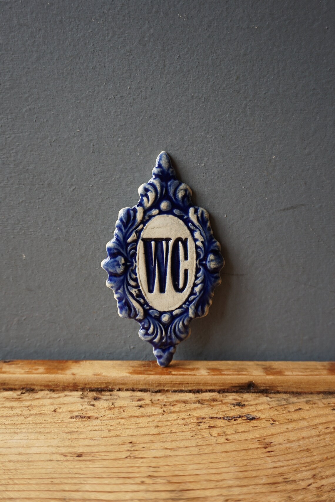 WC Sign / Ceramic Sign / Bathroom Sign / Door Plaque / Cobalt | Etsy
