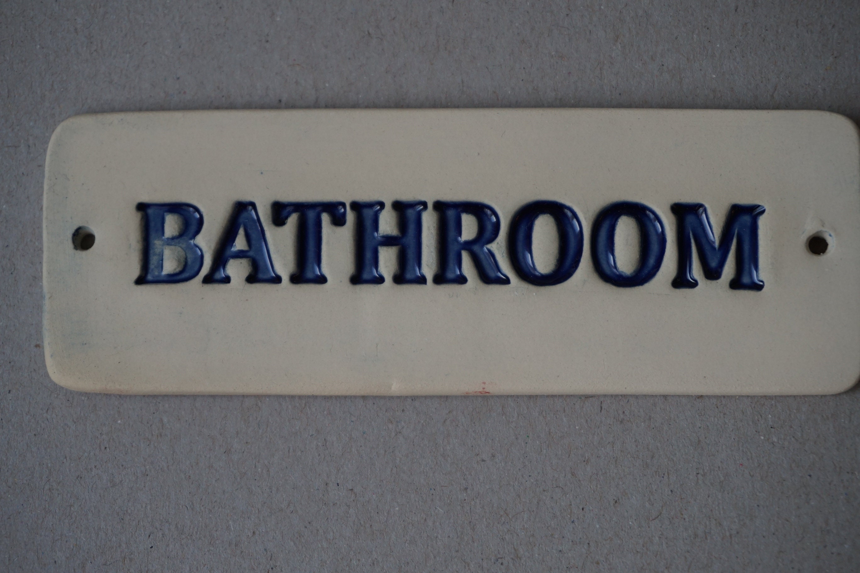 Handmade Ceramic Bathroom Sign: Cobalt Blue Glaze, Door Plaque - Etsy