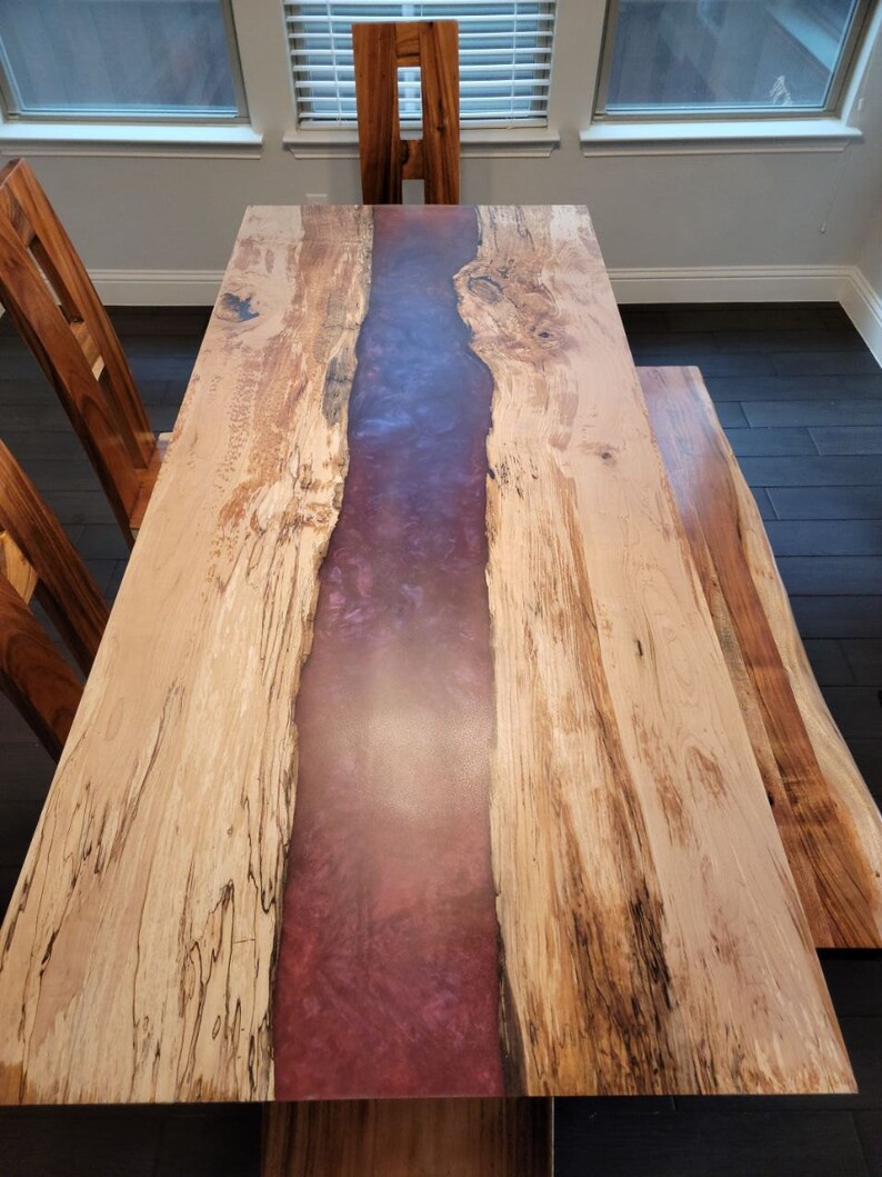 Handcrafted Epoxy Resin Spalted Maple River Dining Table - Etsy