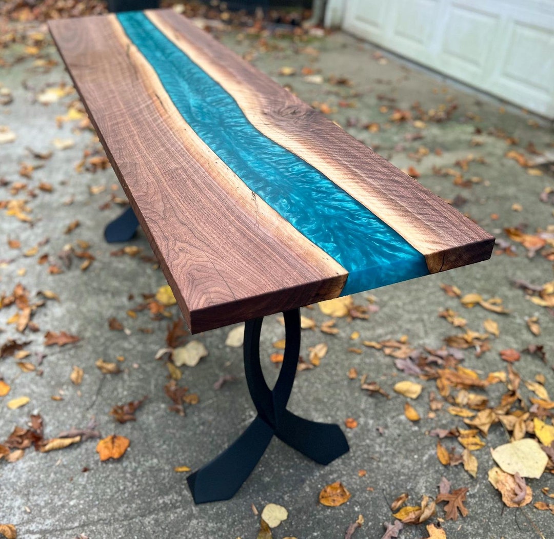 Epoxy Resin Black Walnut Entry Table - Etsy