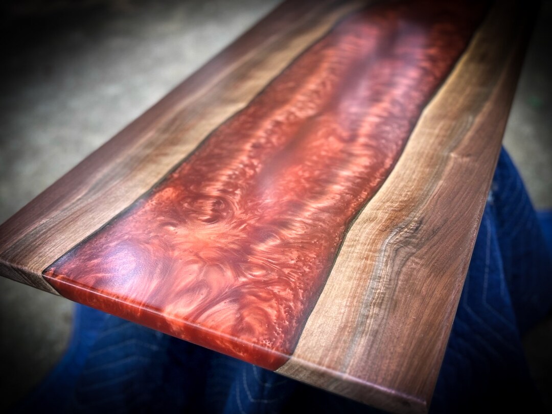 Custom Walnut Epoxy Resin River Bench - Etsy