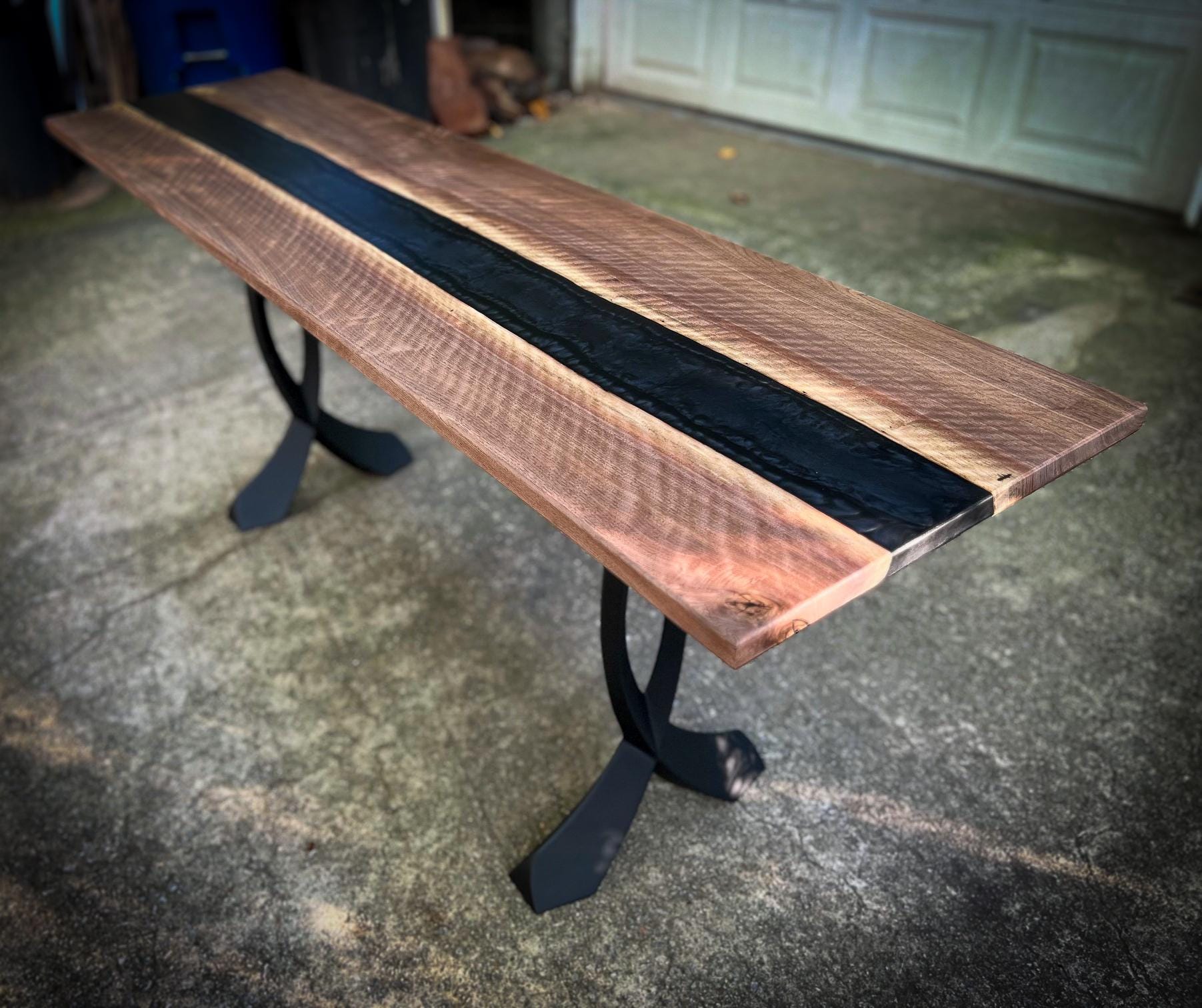 Epoxy Resin Black Walnut Entry Table - Etsy