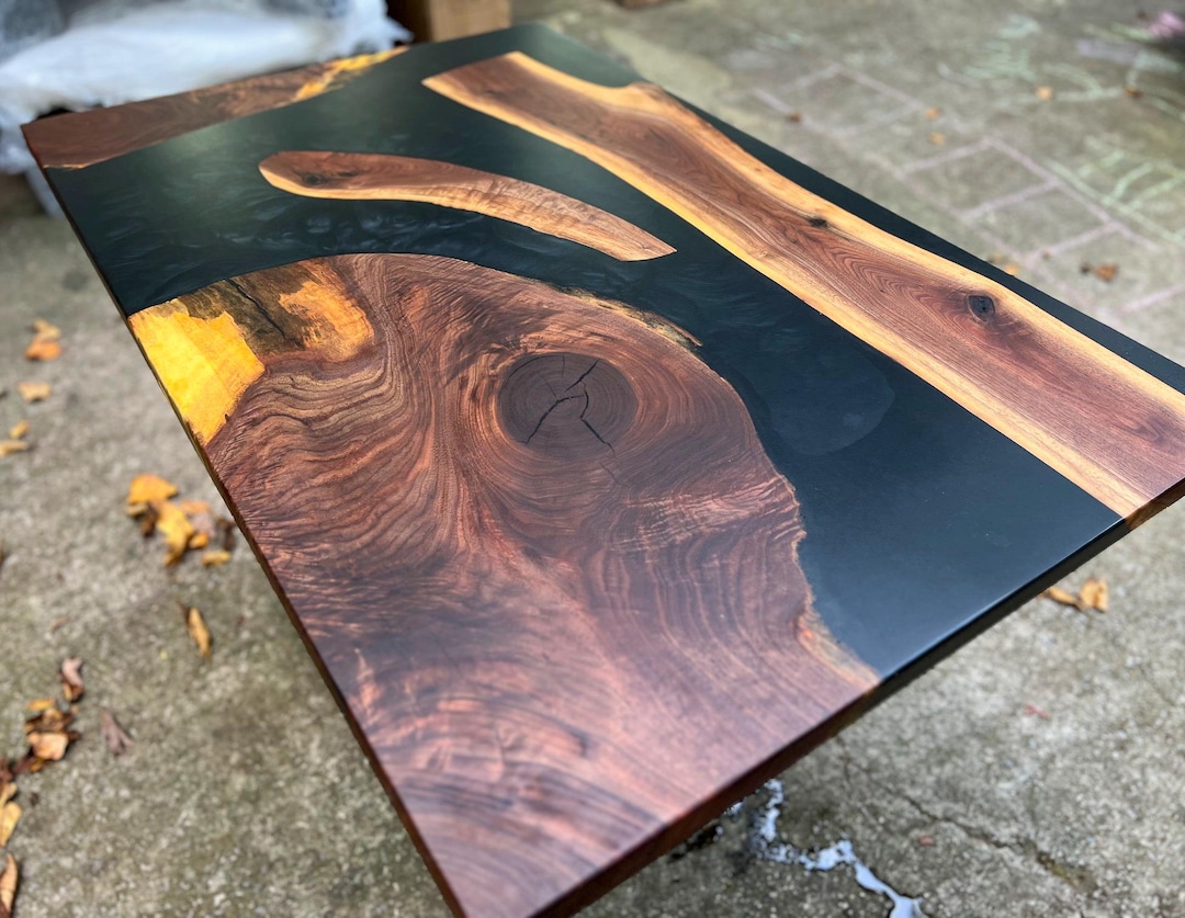 Ready to Ship | Walnut Epoxy River Desk Top | Sit Stand Desk Top | Live ...
