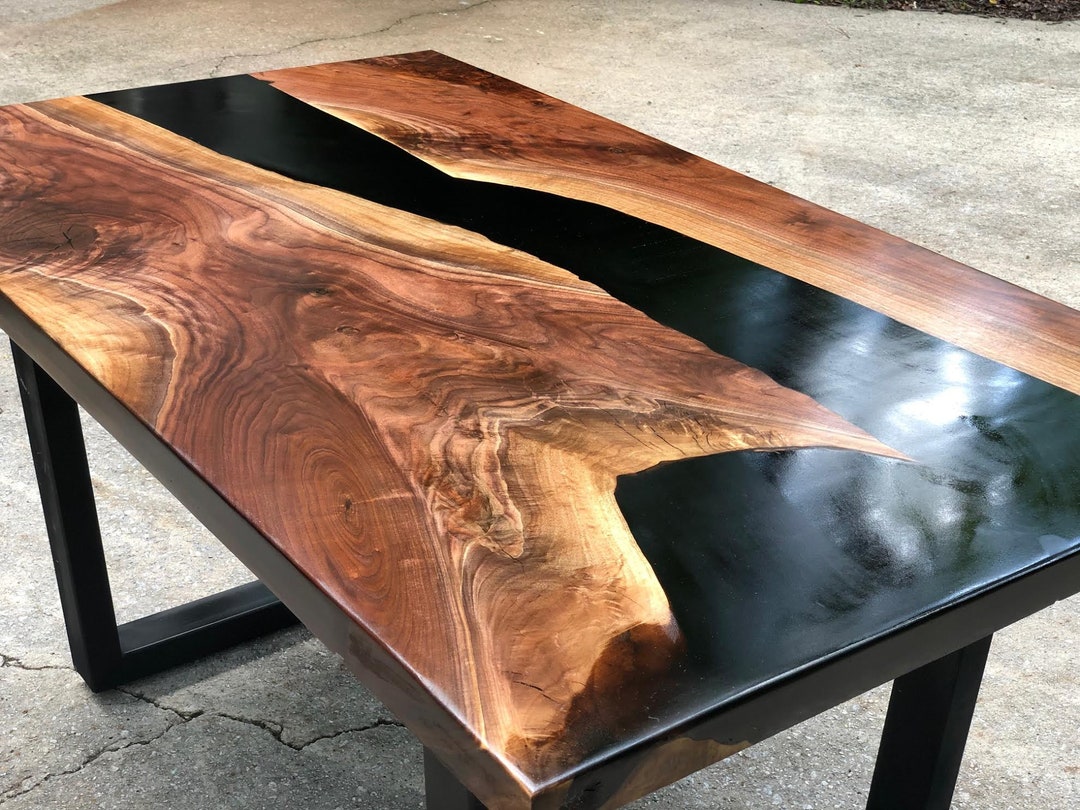 Custom Epoxy Resin Walnut River Table - Etsy
