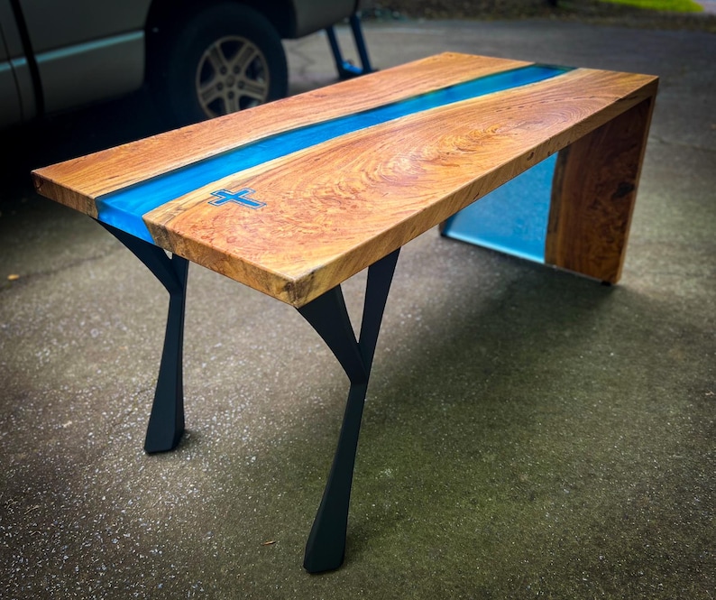 Custom Live Edge Wood Desk | Waterfall Epoxy River Office Furniture - Etsy