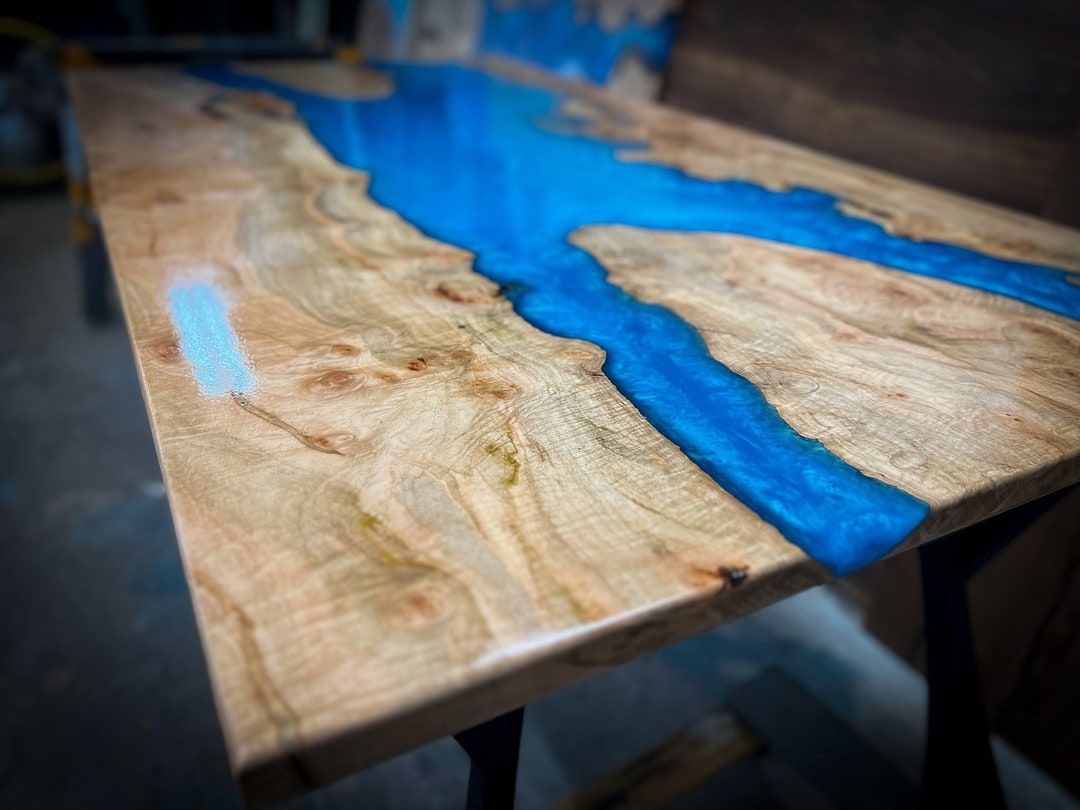 Curly Epoxy Resin Maple River Table - Etsy