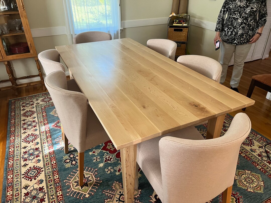 Handmade Shaker-style Solid Maple Farmhouse Table. Crafted in the USA. Customizable, Timeless ...