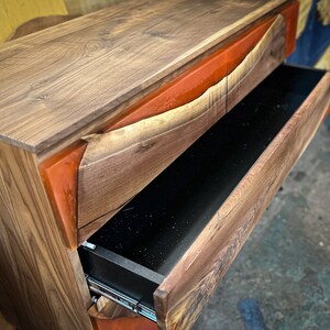 Epoxy Resin River Dresser: Natural Wood Veneer Chest of Drawers - Etsy