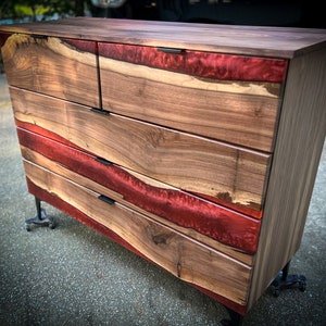 Epoxy Resin River Dresser: Natural Wood Veneer Chest of Drawers - Etsy