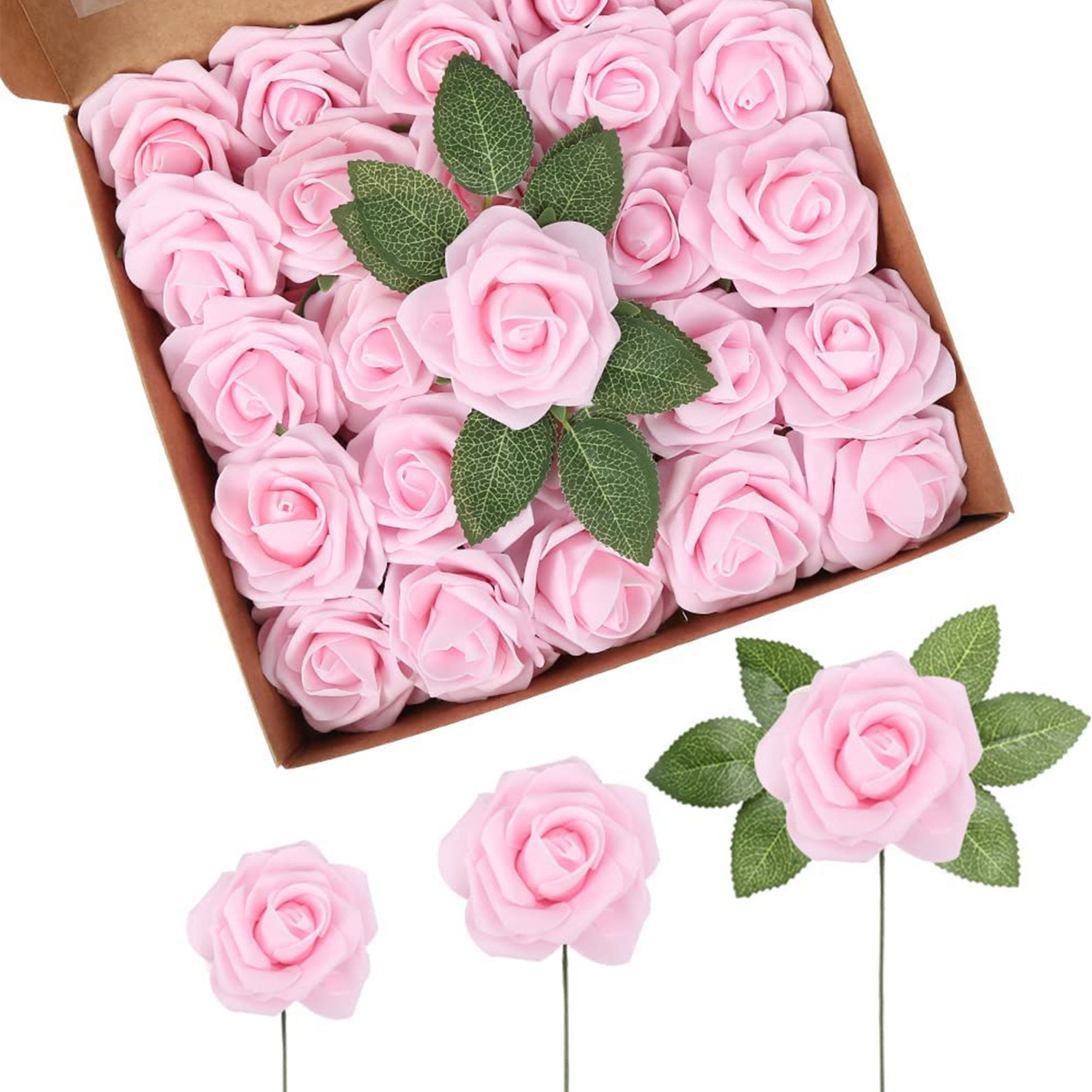 50pcs Artificial Rose Flowers Real Looking Foam Fake Roses - Etsy