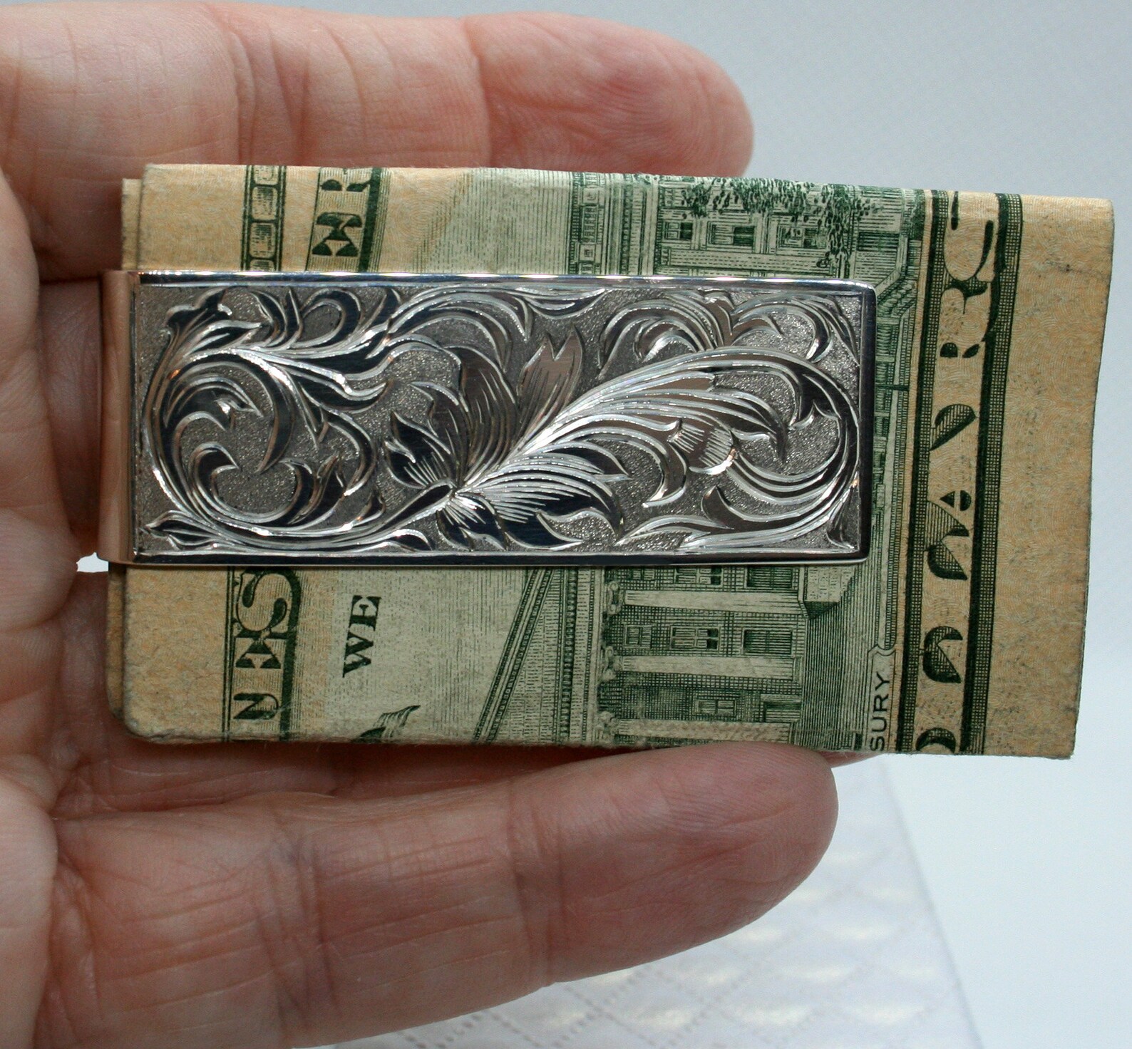 Unisex Hand Engraved Sterling Silver Money Clip or Card Holder - Etsy