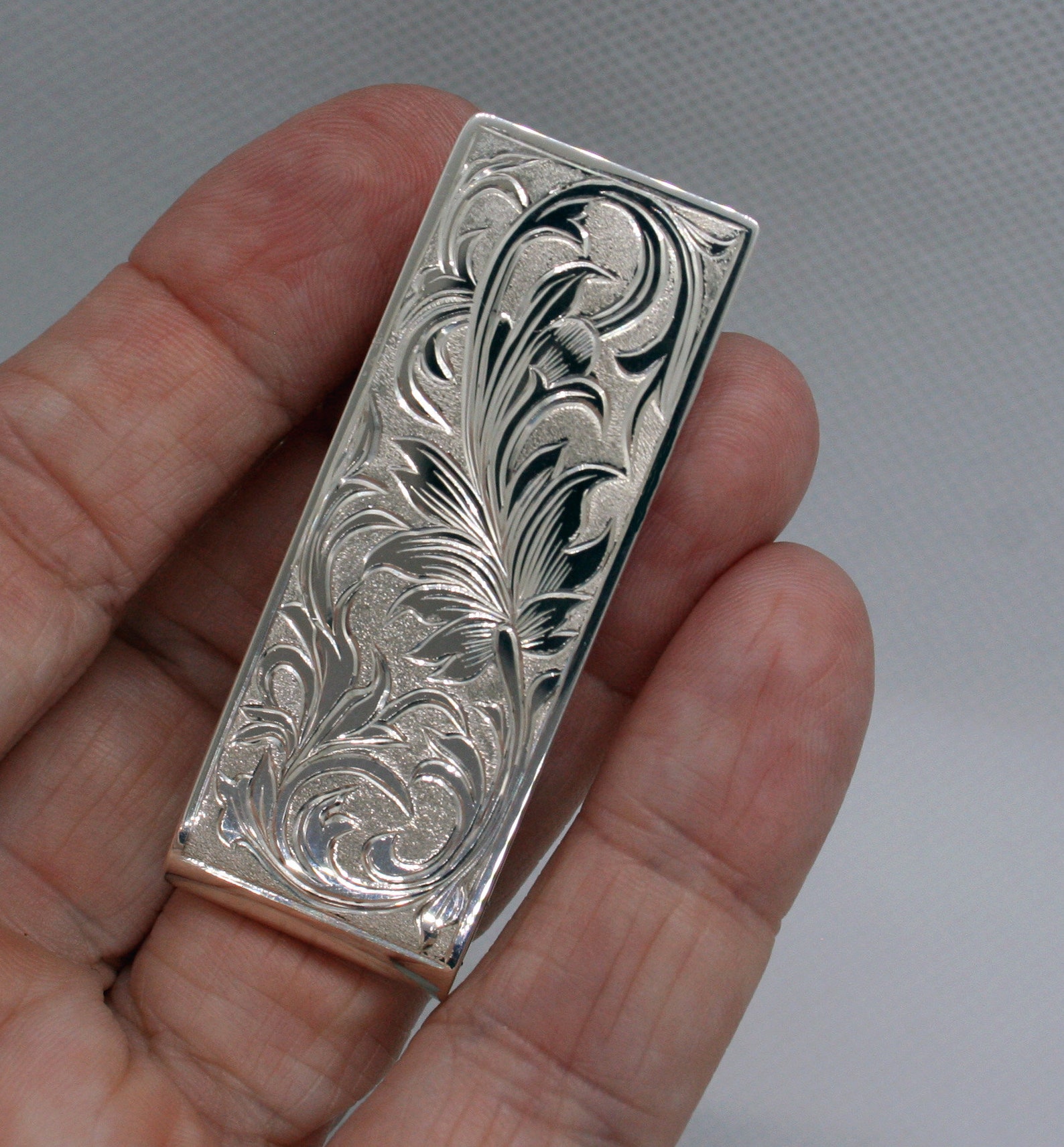 Unisex Hand Engraved Sterling Silver Money Clip or Card Holder - Etsy