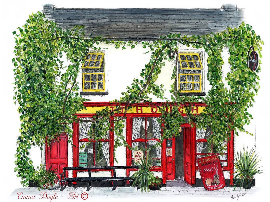Irish Pub - J.J. Hough's, Banagher, Co. Offaly, Ireland - Etsy