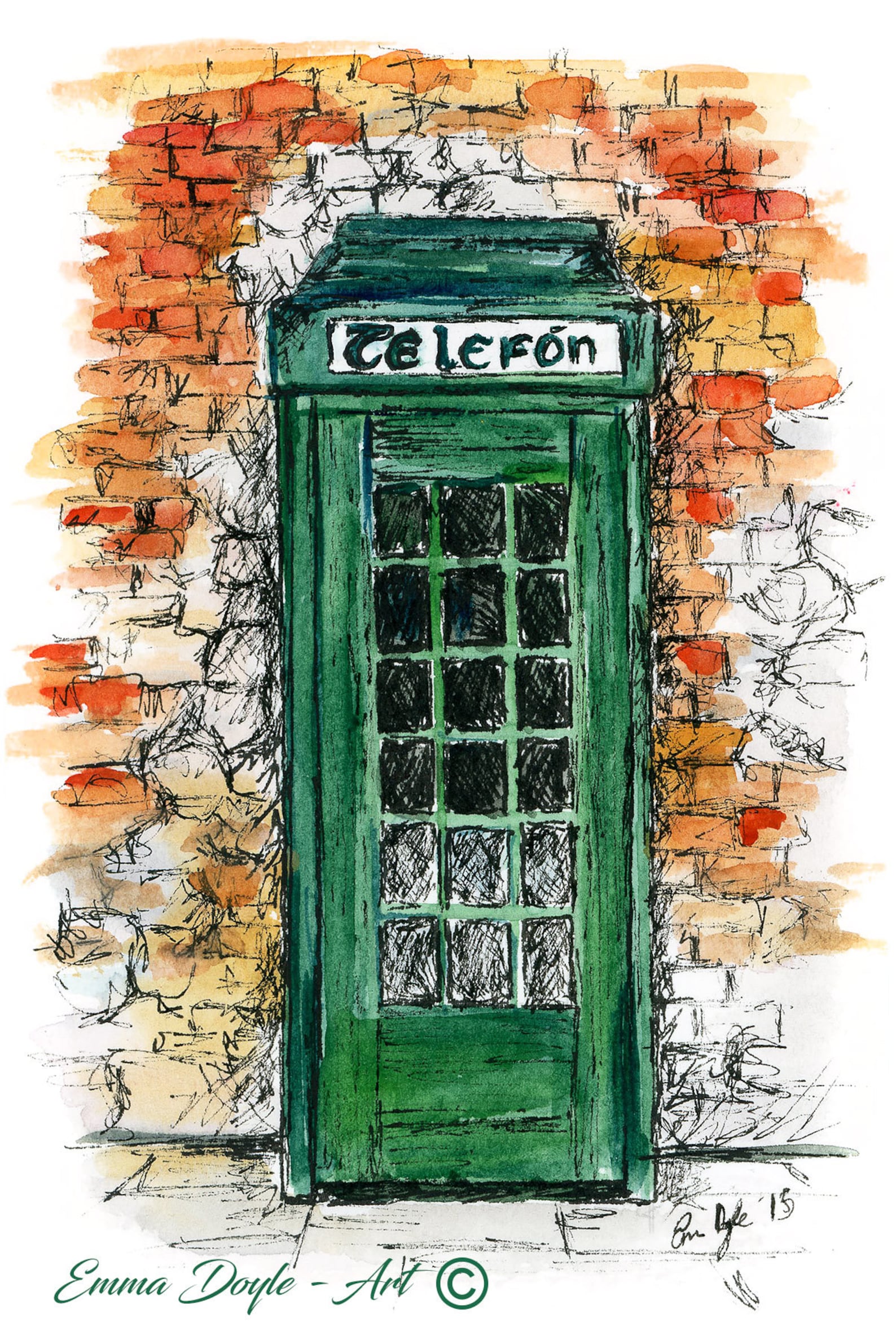 Vintage Telephone Box, Ireland - Etsy