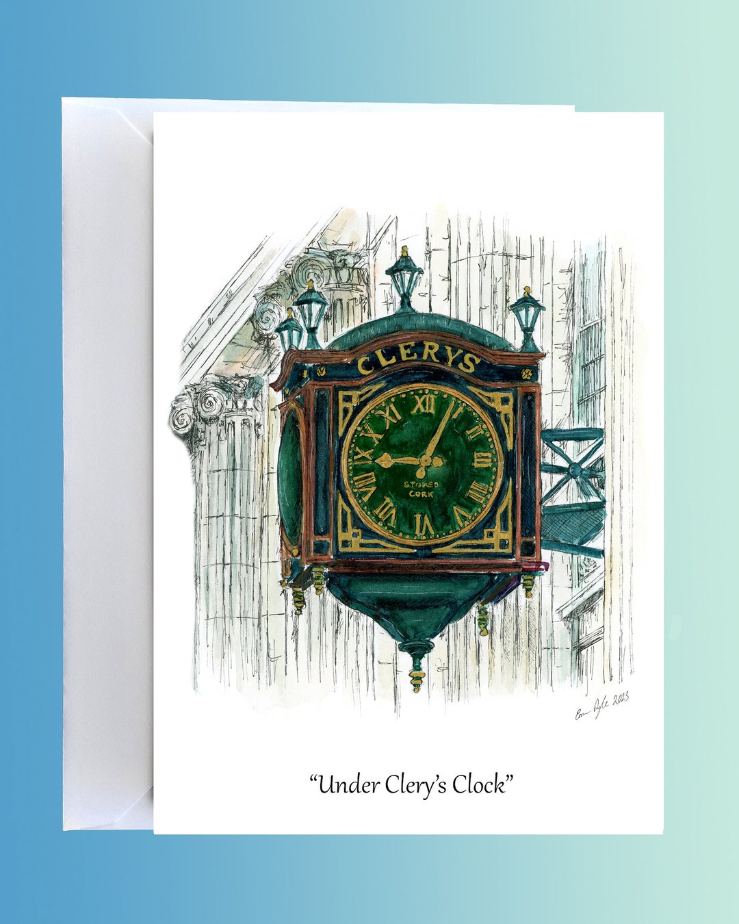 Irish Greeting Card - "under Clery's Clock" - Etsy