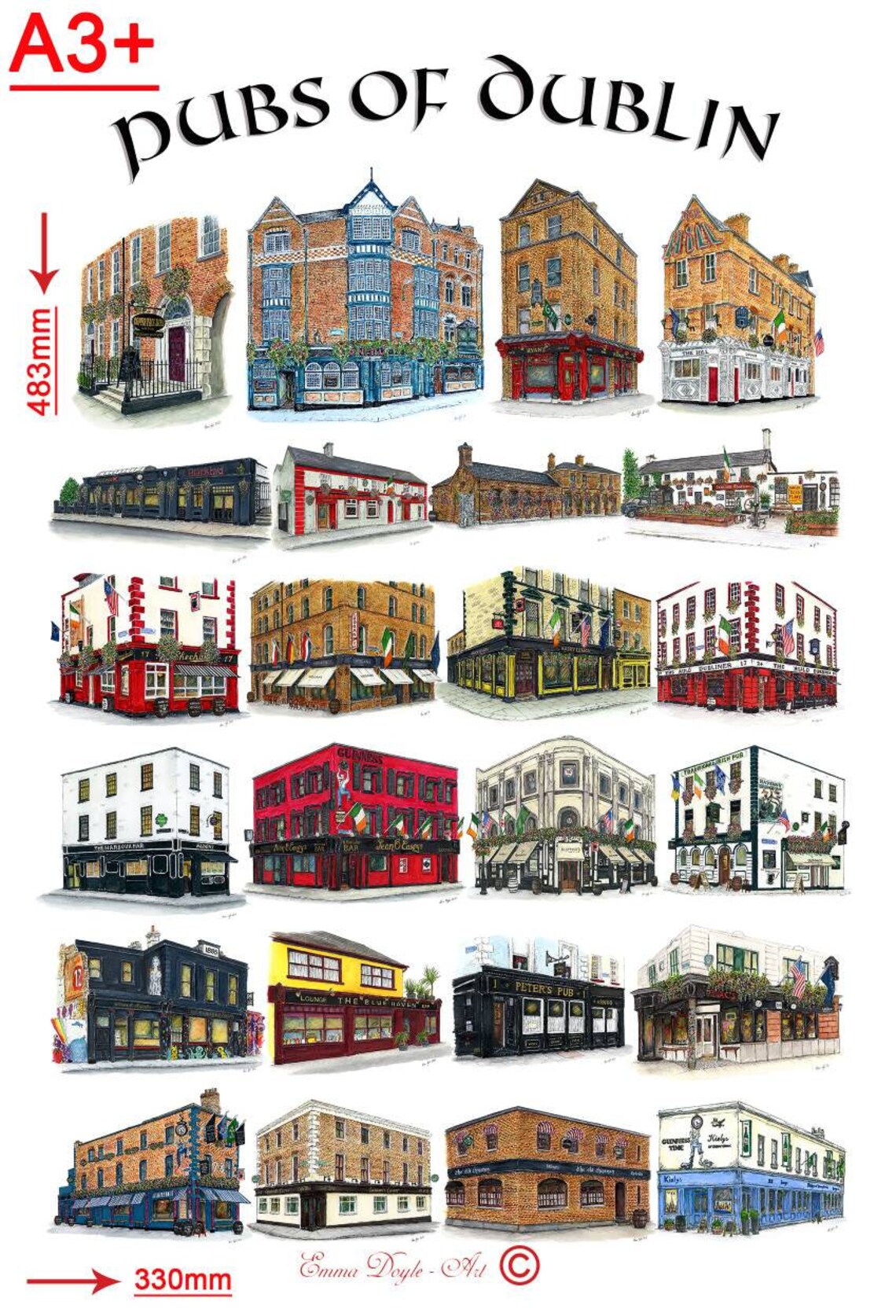 Pubs of Dublin Poster Second Collection - Etsy