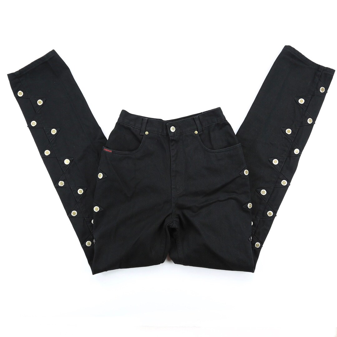 Vintage Lawman Black Double Sided Button High Waisted Jeans Waist 23/24 ...