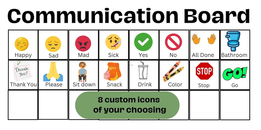 Customizable Communication Board Digital Graphic ~ PECS Board ~ AAC ...