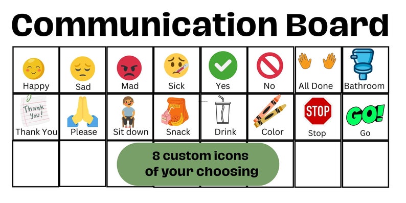 Customizable Communication Board Digital Graphic ~ PECS Board ~ AAC ...