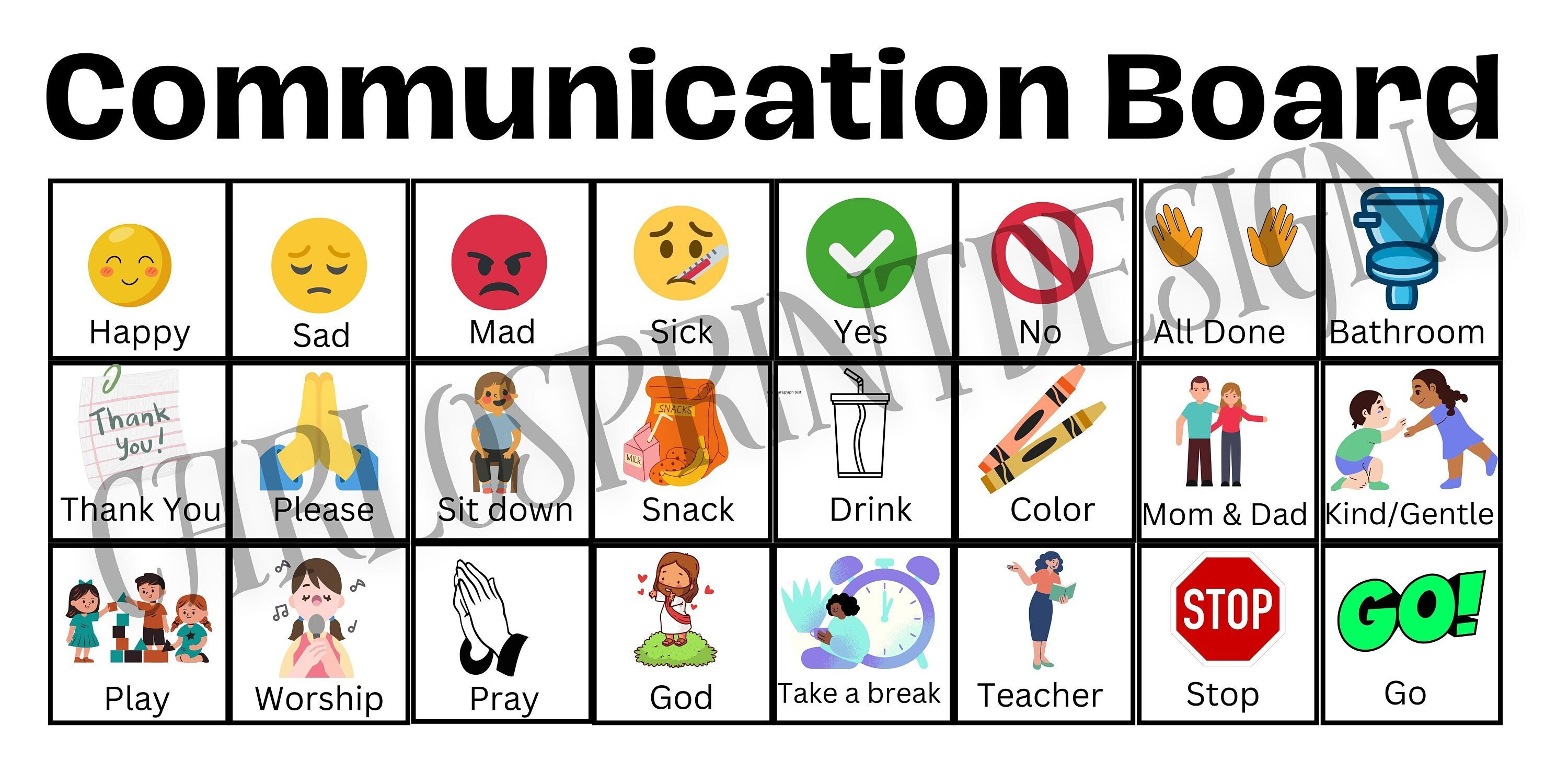 Communication Board for Sunday School/church/pecs Board/aac/autism - Etsy