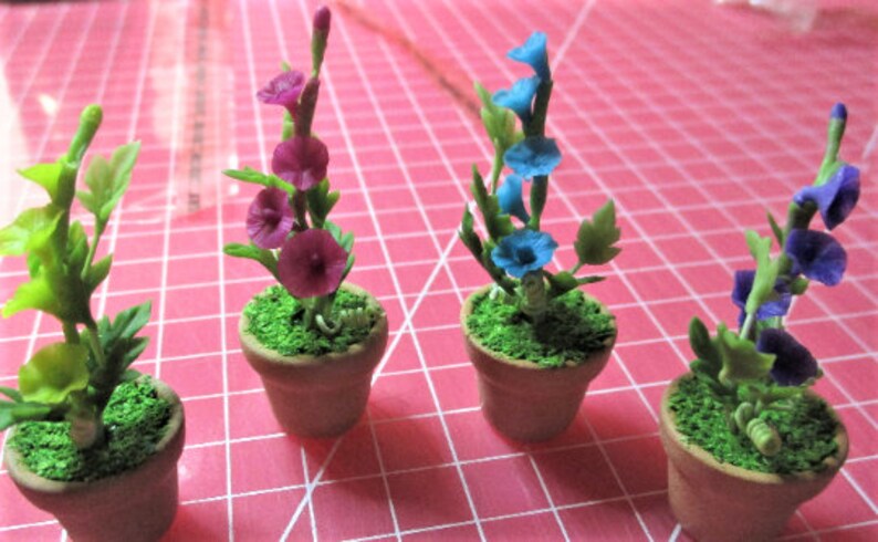 CHOICE of 7 Gorgeous Clay Pot Morning Glory's Fimo | Etsy UK