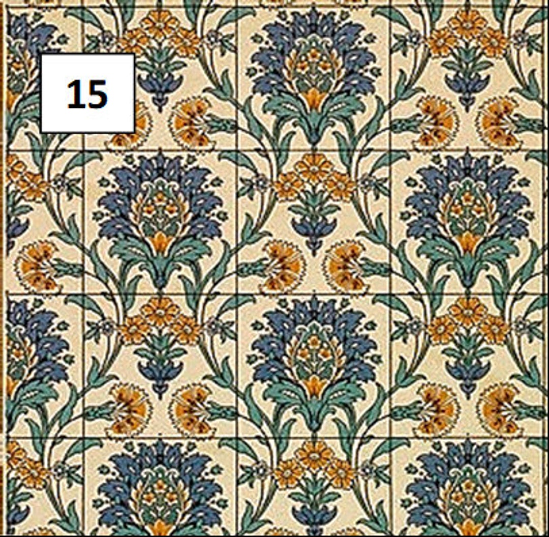 5 VINTAGE STYLE Wall Tile Papers for Dolls House 28.3cms High X 20.cms ...