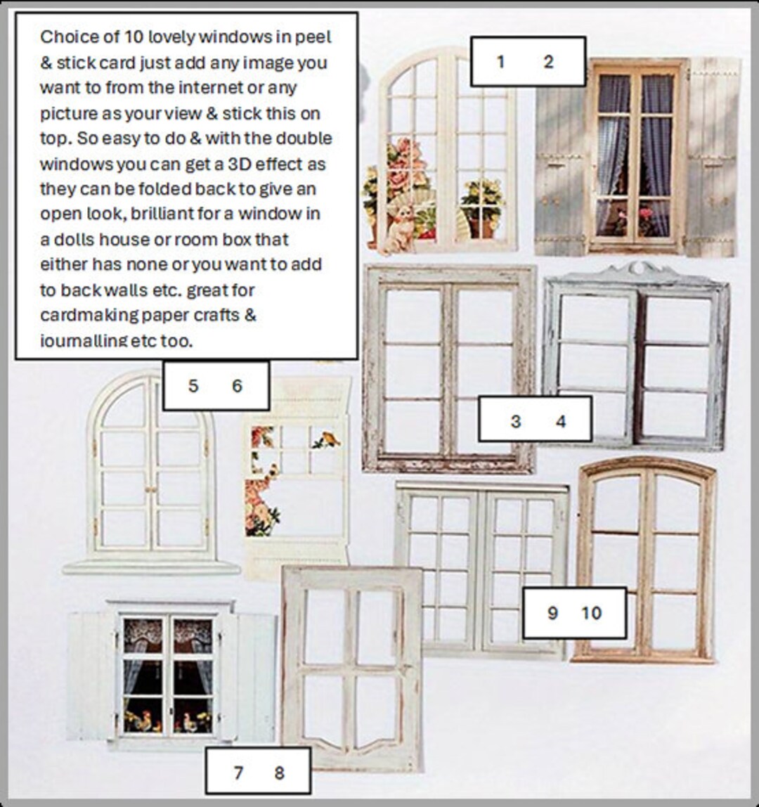 Choice of 10 Window Frames for Dollhouse Roombox Etc Add a Realistic ...