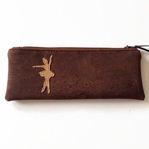 Ballerina Pencil Case, Cork Pencil Case, Ballet Dancer Zip Purse, Vegan ...