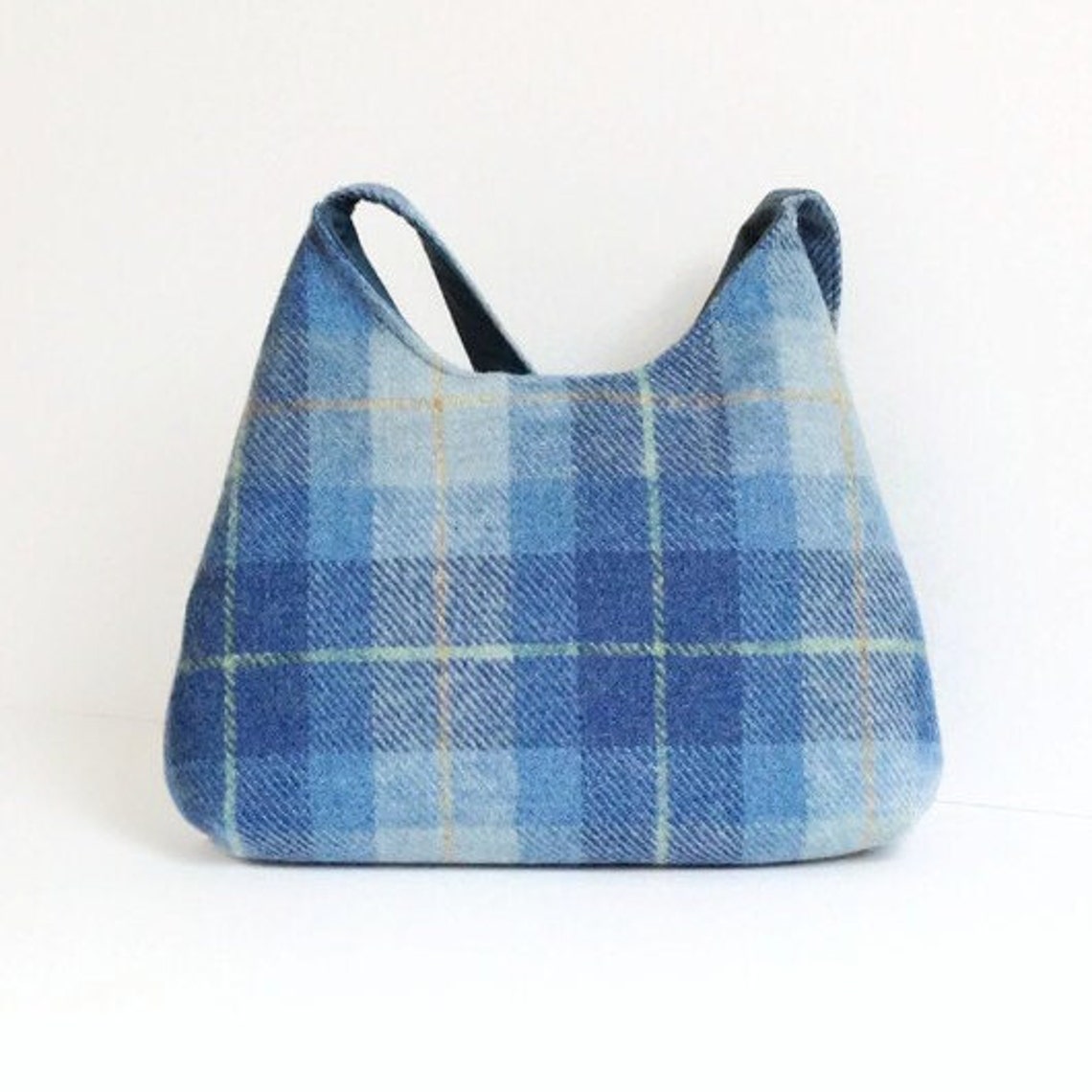 Harris Tweed Bag Blue Tartan Handbag Handmade Gift for Women - Etsy