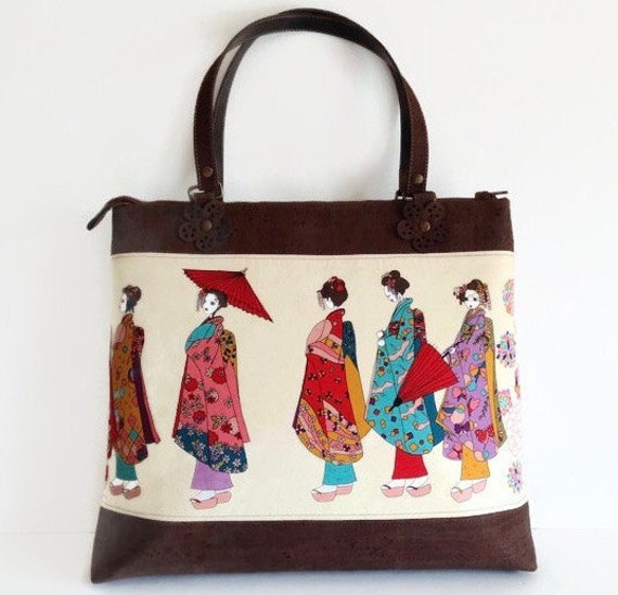 Unique Japanese Print Bag Eco Friendly Cork Bag With Zipper | Etsy