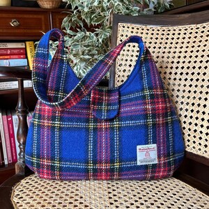 Blue and Red Harris Tweed Bag, Gift for Mom, Scottish Wool Purse ...