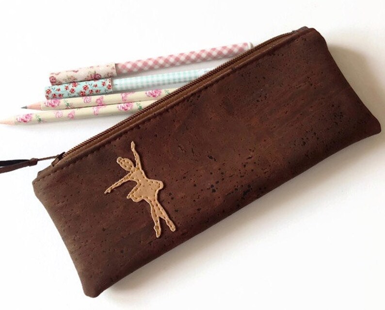 Ballerina Pencil Case Cork Pencil Case Ballet Dancer Zip | Etsy