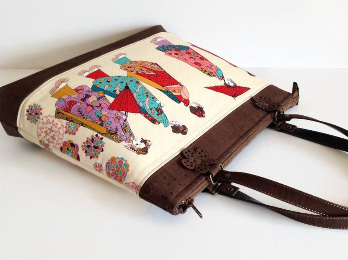 Unique Japanese Print Bag Eco Friendly Cork Bag With Zipper | Etsy