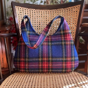 Blue and Red Harris Tweed Bag, Gift for Mom, Scottish Wool Purse ...