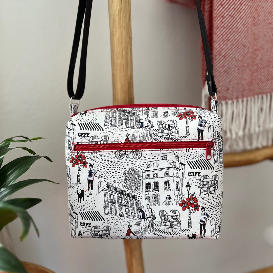 Paris Print Crossbody Bag, Handmade Purse With Cork Strap, Ready to ...