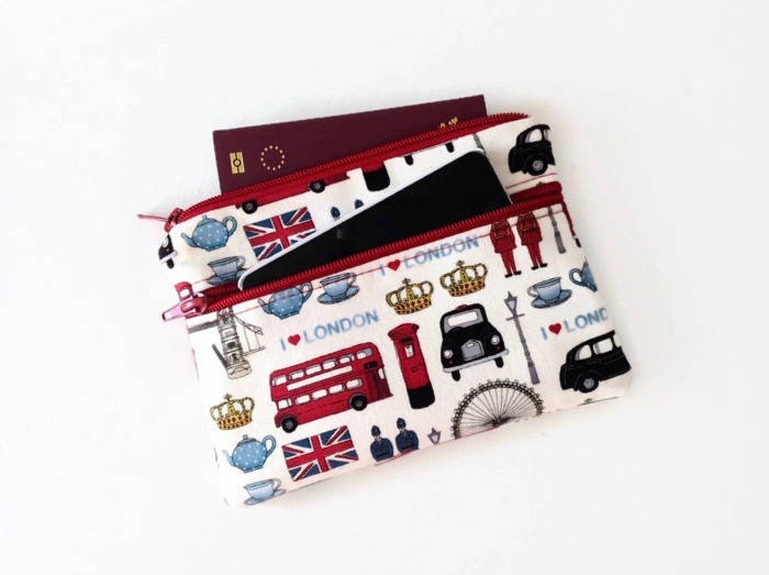 I Love London Double Zip Pouch Mobile Phone Wallet Passport Travel ...