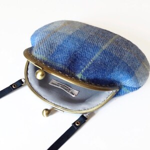 Blue Harris Tweed Crossbody Purse, Blue Tweed Bag With Cork Strap, Gift ...