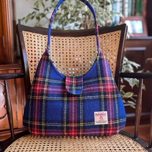 Blue and Red Harris Tweed Bag, Gift for Mom, Scottish Wool Purse ...