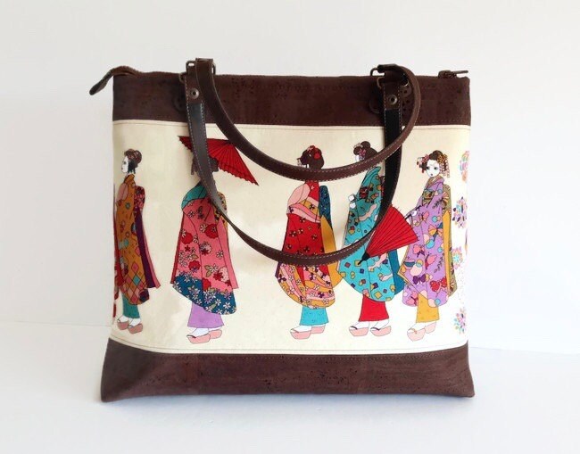 Unique Japanese Print Bag Eco Friendly Cork Bag With Zipper - Etsy UK