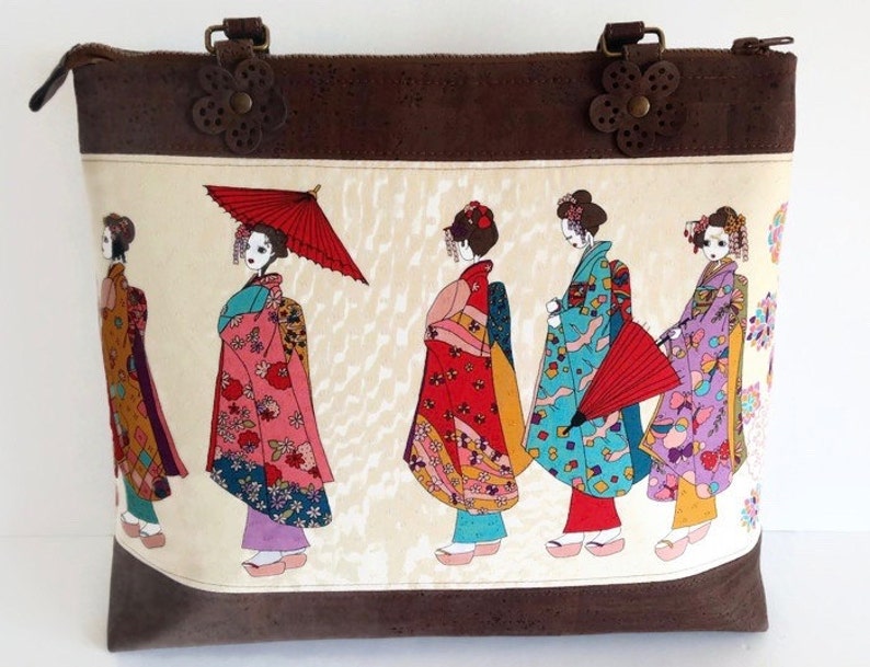 Unique Japanese Print Bag Eco Friendly Cork Bag With Zipper | Etsy