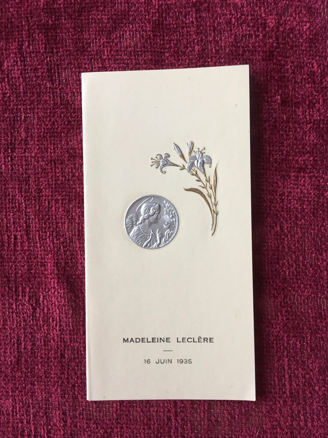 1930's, Antique Vintage French Menu Dated 16 Juin 1935, First Communion ...