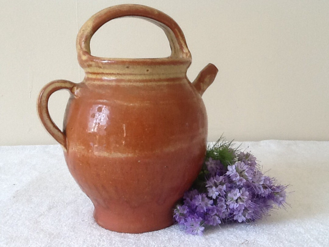Earthenware Crock, Small French Antique Glazed Stoneware Water Jug ...