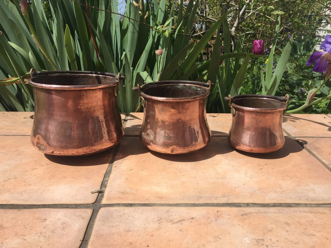 Cauldrons, Set of 3 Antique French Hanging Copper Kettle, Cauldron ...