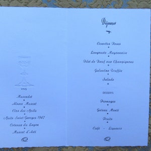 French Menu From 1950's, Vintage Folded Menu Dated 24 May 1959 With ...
