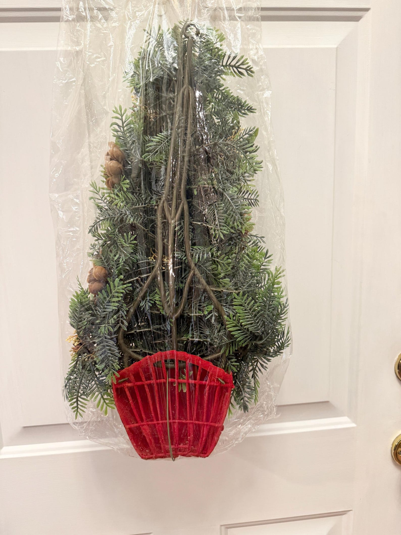 Vintage NOS Plastic Flat Back Christmas Cone Hanging Hemlock Half Tree ...